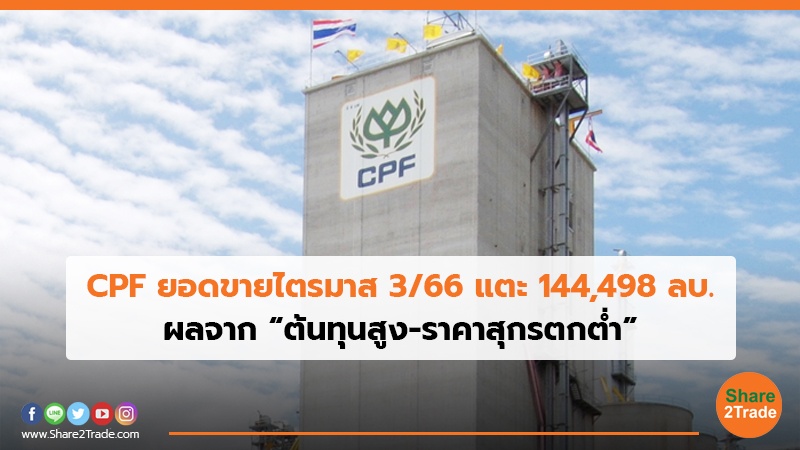 CPF ยอดขายไตรมาส 3/66 แตะ 144,498 ลบ. ผลจาก “ต้นทุนสูง-ราคาสุกรตกต่ำ” | Share2Trade